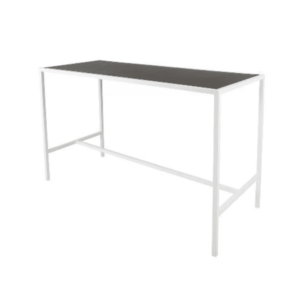 White Rectangular Tapas Table Hire w/ Black Top | Sydney Bar Furniture Hire